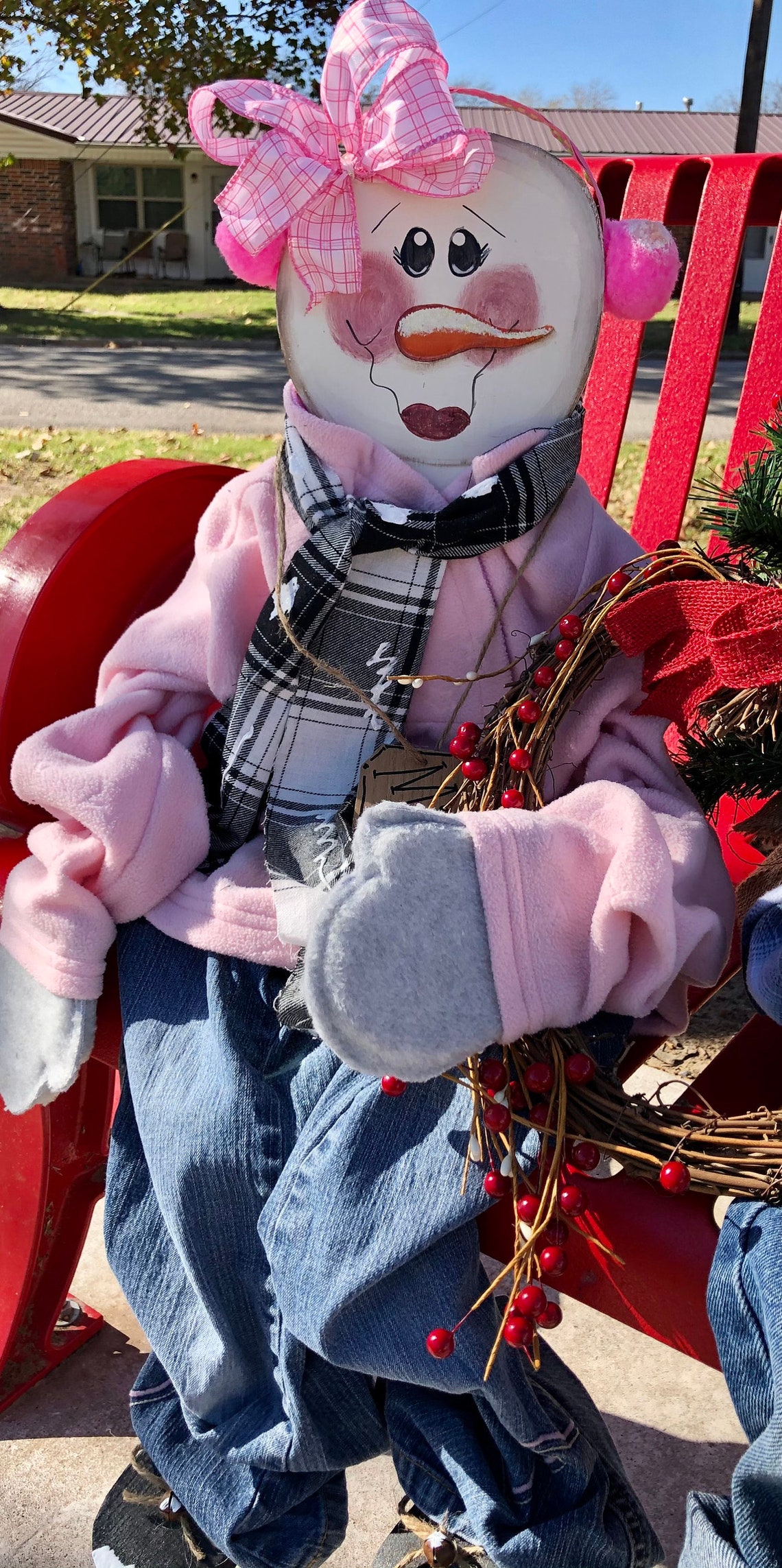 3ft Winter Snow LADY Porch Sitter DIY Holiday Decor, Outdoor Decorating ...