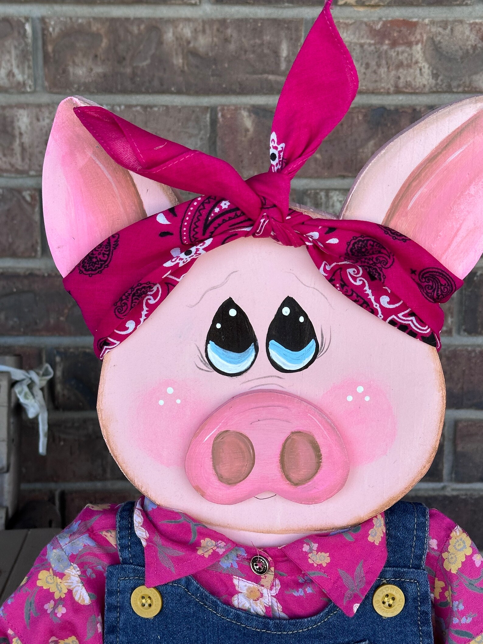 Pig Fall Porch Decoration, Hay Bale Decor, Posable Porch Sitter ...