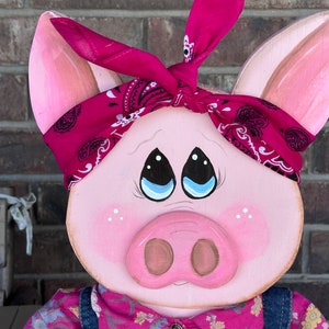 Pig Fall Porch Decoration, Hay Bale Decor, Posable Porch Sitter ...