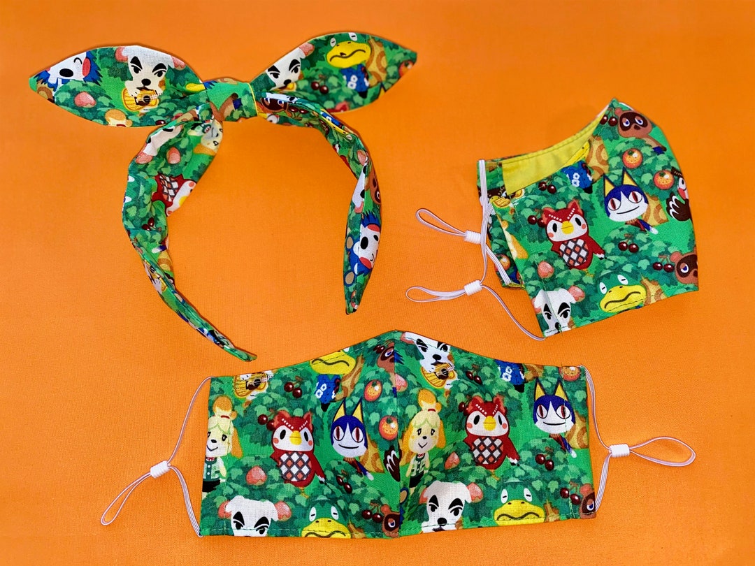 ACNH Animal Crossing Face Mask & Headband, Kids/Adults, Washable ...