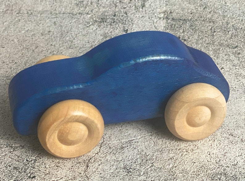 Colorful Wooden Toy Race Car Push and Pull Vehicle Vintage Retro Style Gift for Toddlers and ...