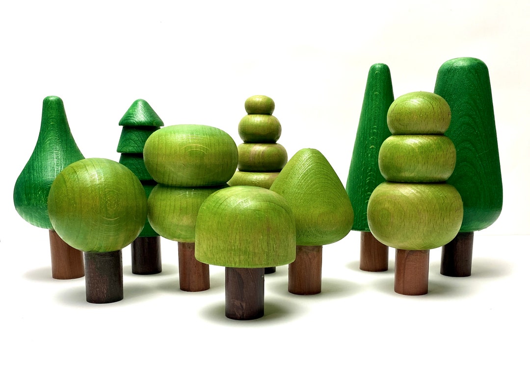 Colorful Wooden Trees for Small World Play – Waldorf Inspired Toy Trees ...