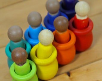 Rainbow Peg People | Etsy