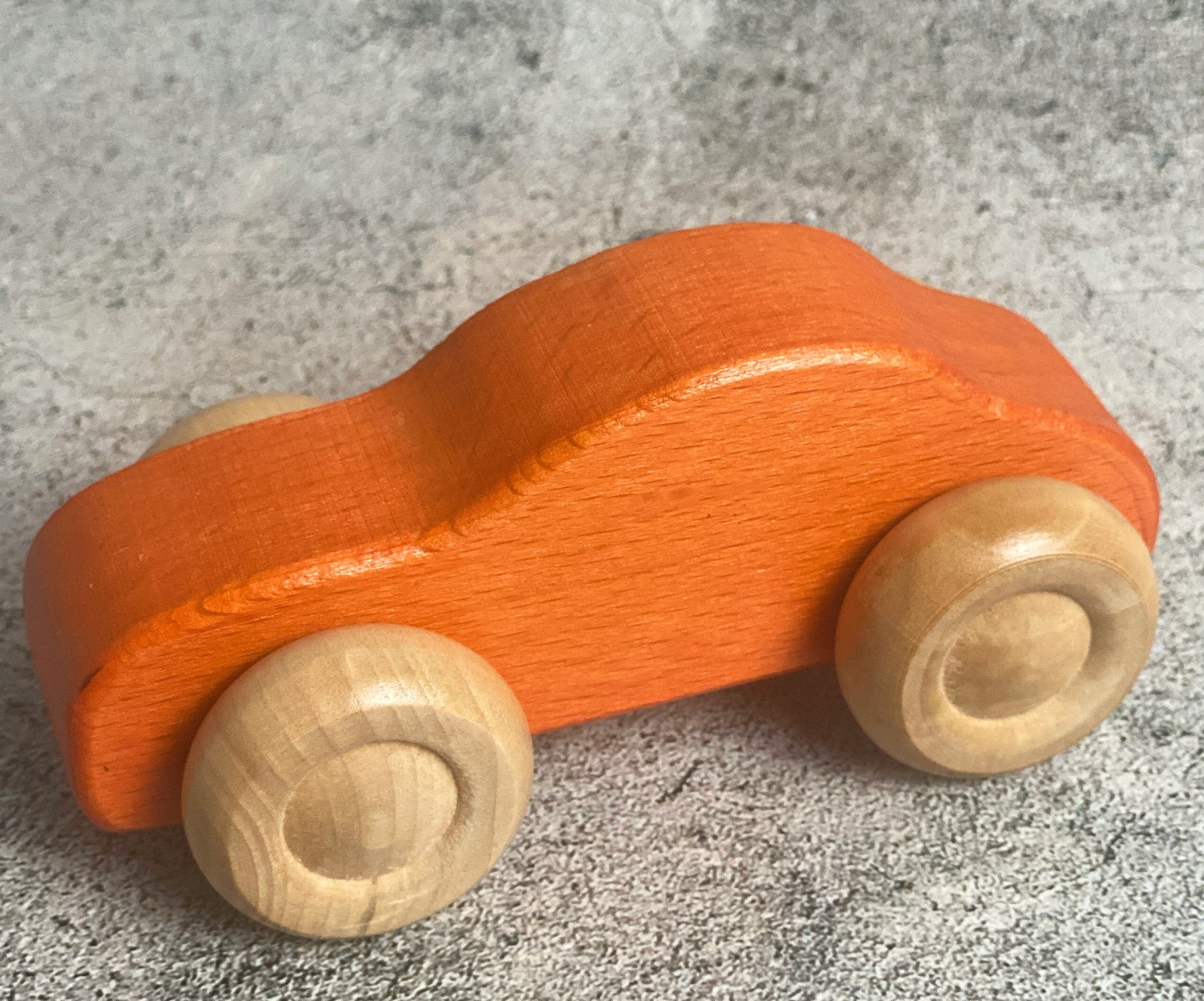 Colorful Wooden Toy Race Car Push and Pull Vehicle Vintage Retro Style Gift for Toddlers and ...