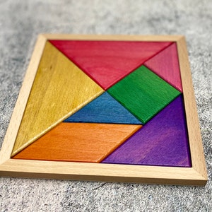 Montessori Wooden Tangram Puzzle – Eco-friendly Educational Toy – Brain ...