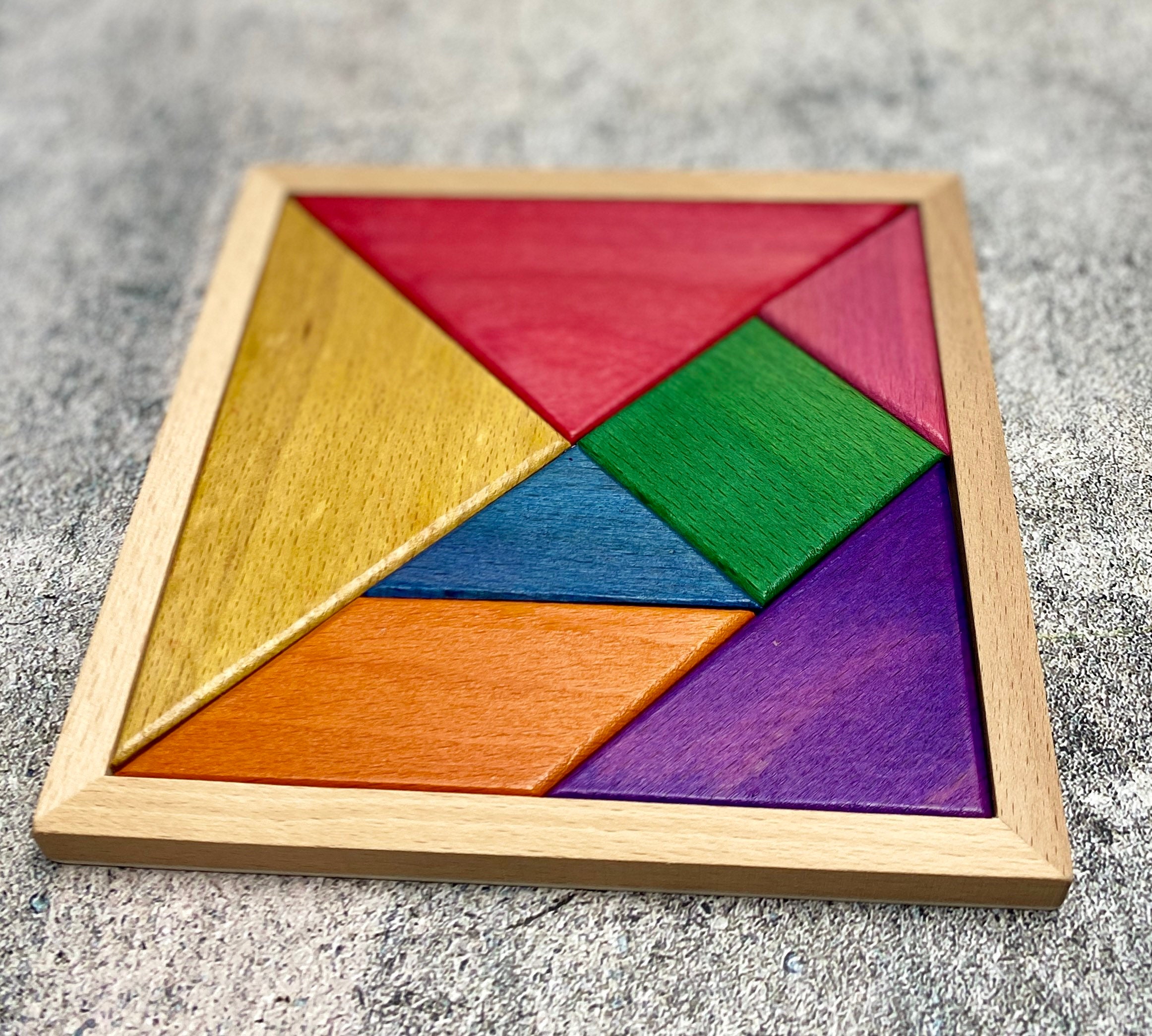 Montessori Wooden Tangram Puzzle – Eco-friendly Educational Toy – Brain ...