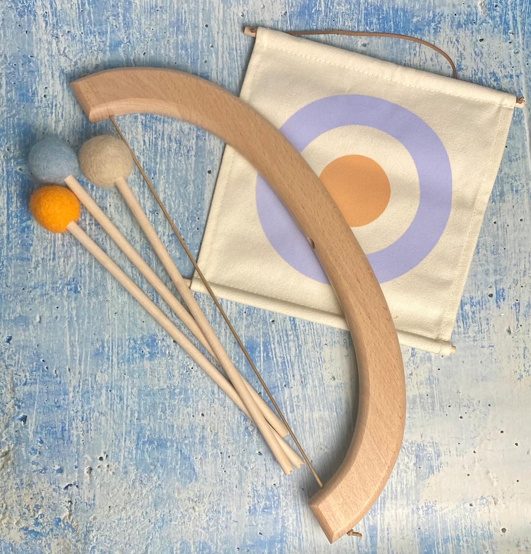 Large Wooden Bow and Arrow Toy Set – Kids Archery Kit – Pretend Play ...