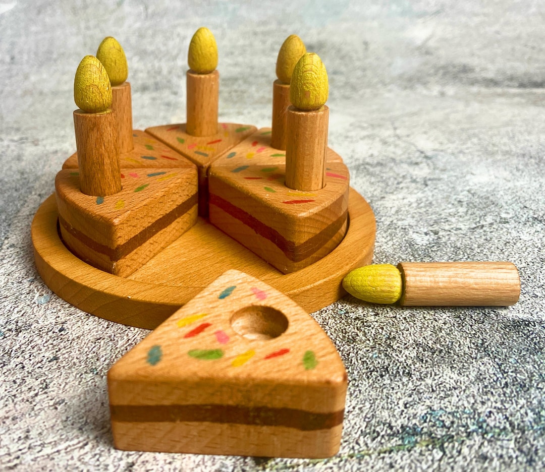 Make Believe Birthday Cake for Pretend Play Wooden Cake Toy for Doll ...