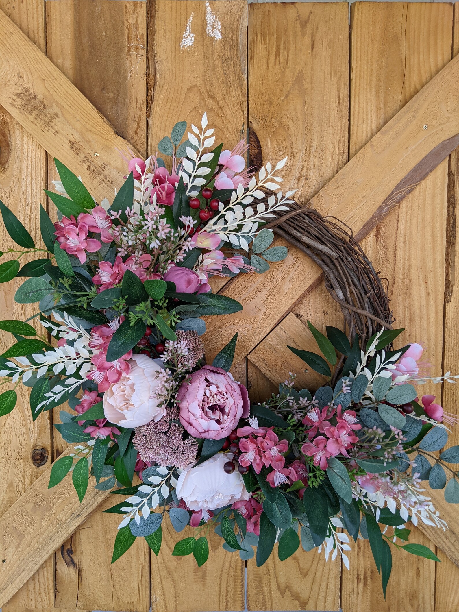 Spring Peony Wreath Housewarming Gift Front Door Decor French Style ...