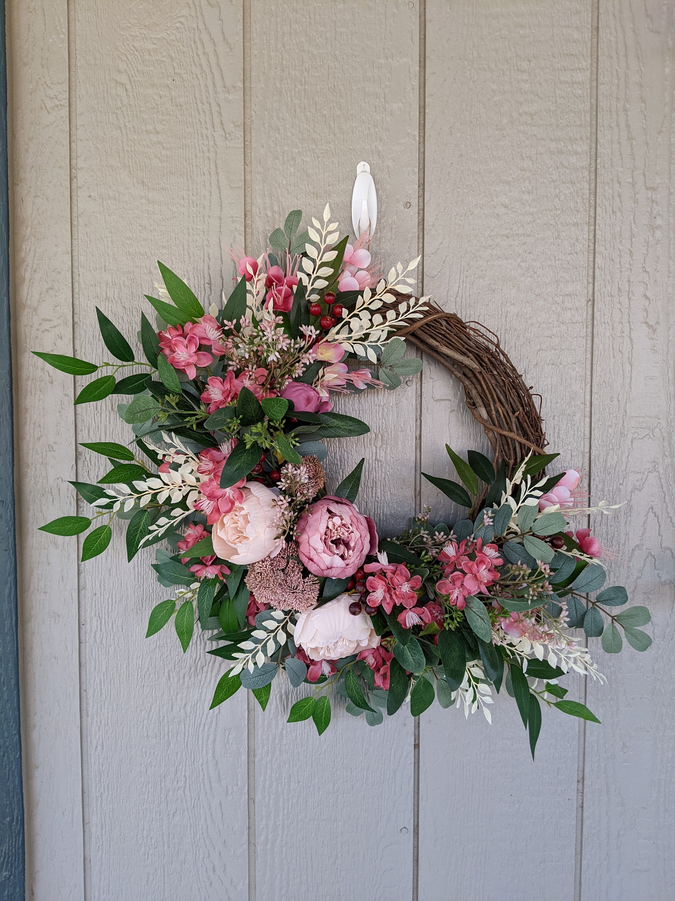 Spring Peony Wreath Housewarming Gift Front Door Decor French Style ...