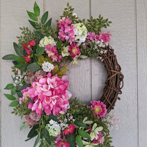 Spring Wreath Summer Wreath hydrangea Wreath Front Door Wreath Home ...