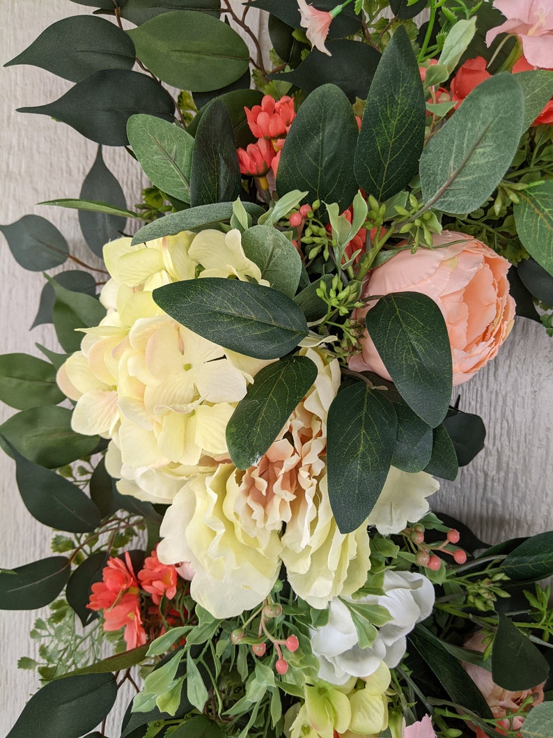 Spring Peony Wreath Spring Decor Front Door Wreath Home Decor ...