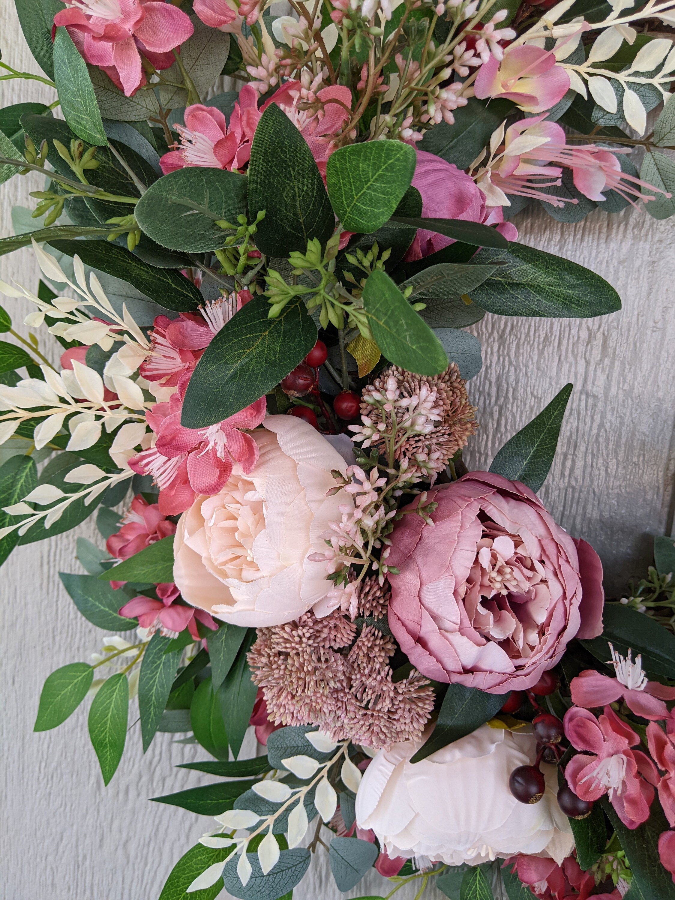 Spring Peony Wreath Housewarming Gift Front Door Decor French Style ...