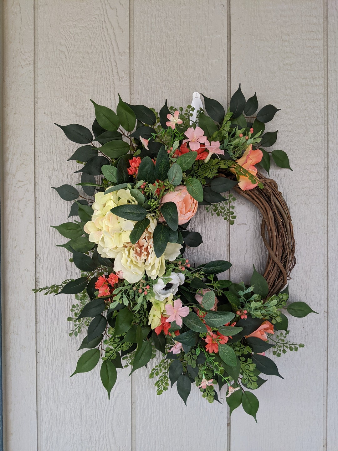 Spring Peony Wreath Spring Decor Front Door Wreath Home Decor ...