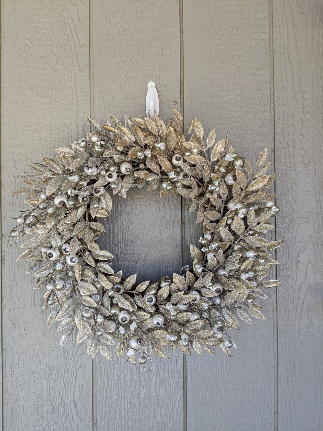 Silver and Gold Christmas Wreath Christmas Decor Front Door Wreath ...