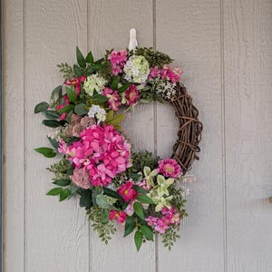 Spring Summer Hydrangea Wreath for Front Door - Spring Home Decor ...