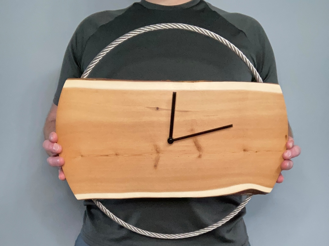 Live Edge Wood Clock. Canadian Yew & Stainless Steel - Etsy
