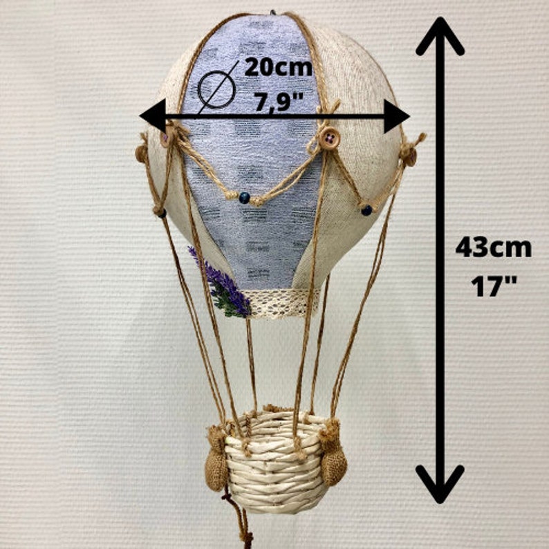 Big Hot Air Balloon With Wicker Basket Lavender Flower Eco Etsy