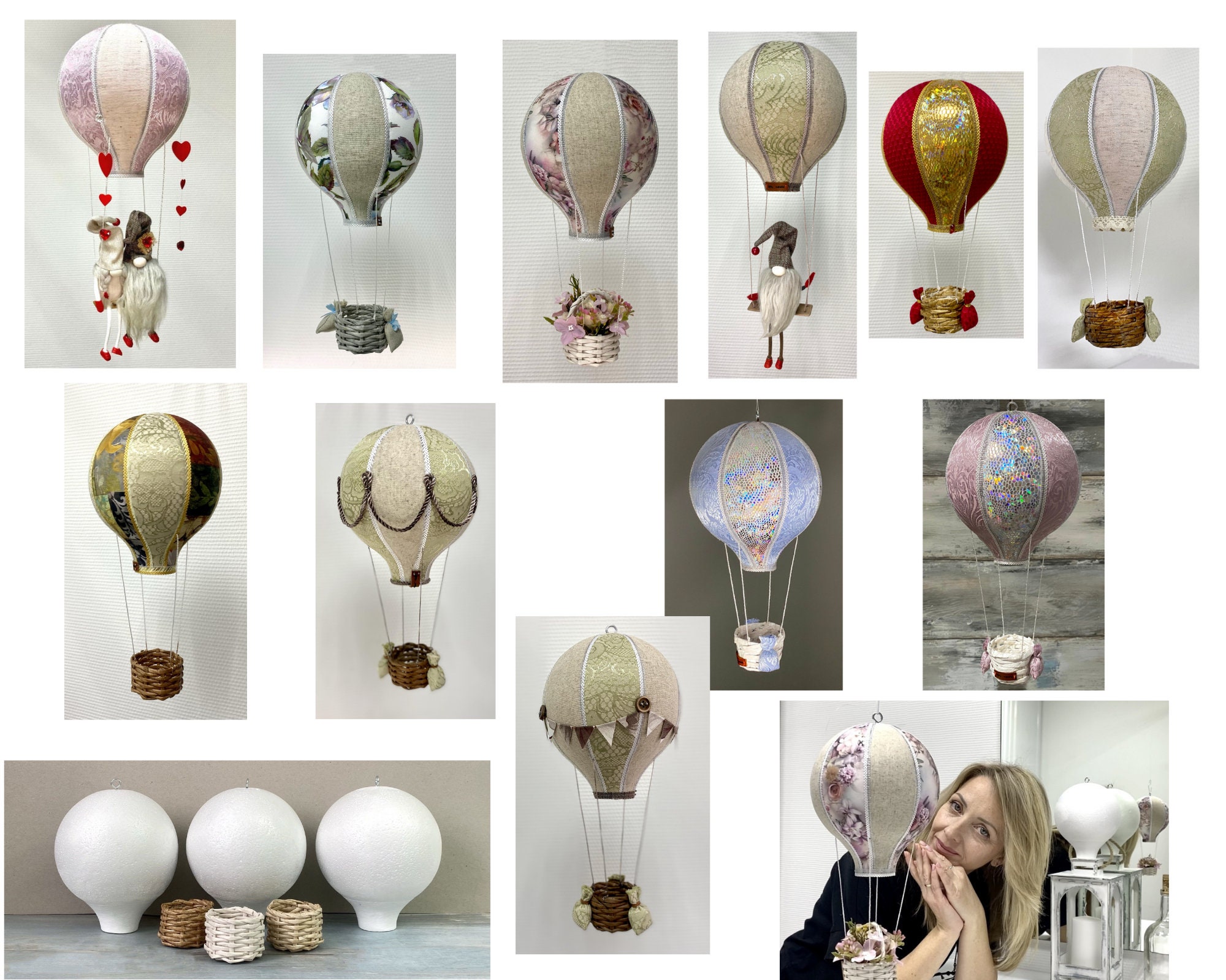 Hot Air Balloon Decorations With Wicker Basket Travel Room Etsy