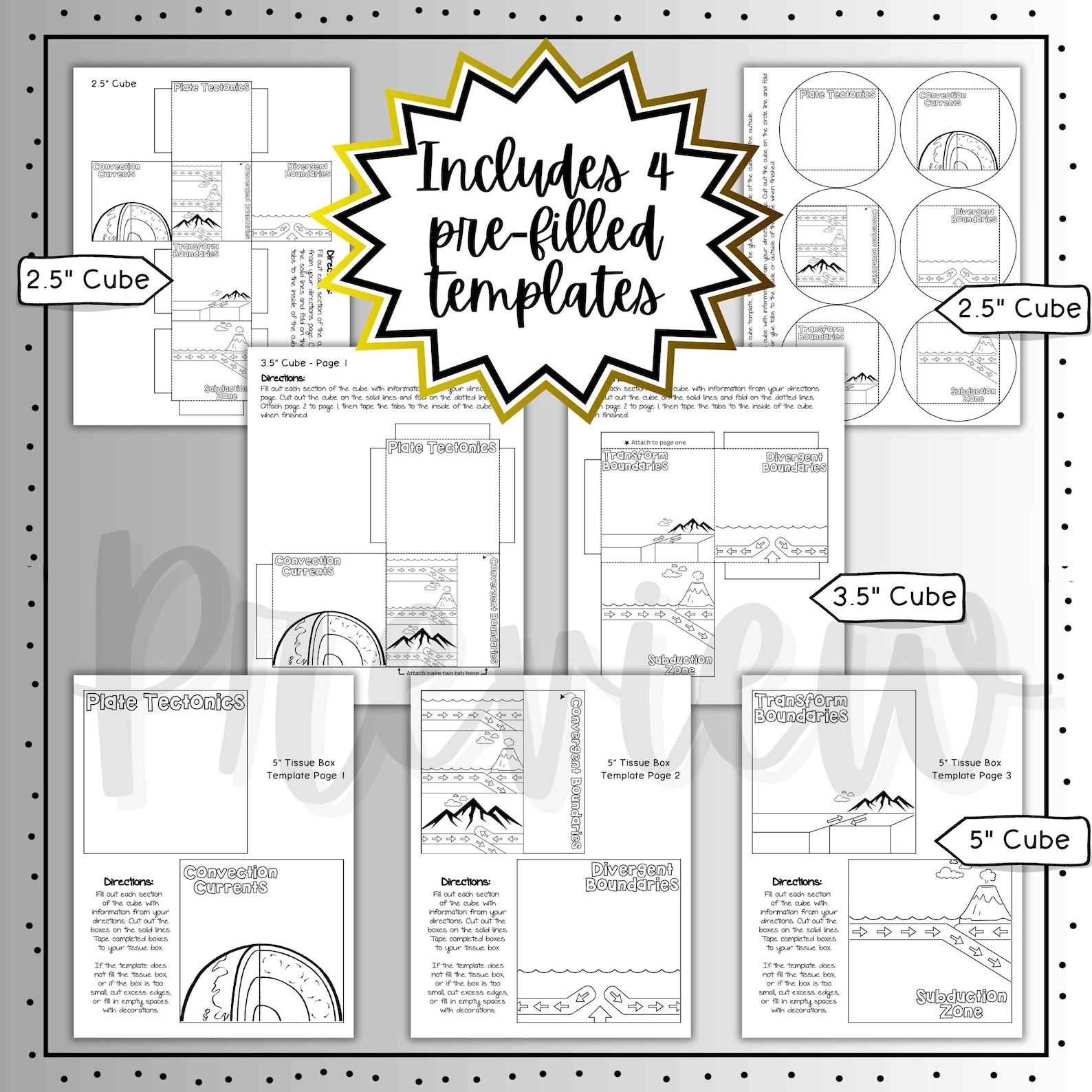 Plate Tectonics 3D Research Project Cube | Middle School Science ...