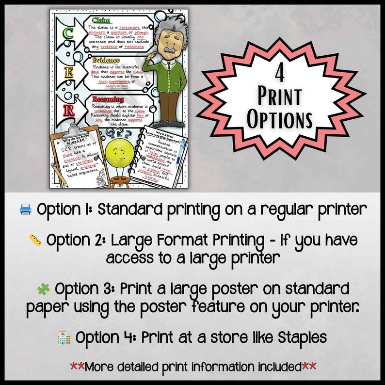 CER Claim Evidence Reasoning Poster | Science Writing Anchor Chart ...