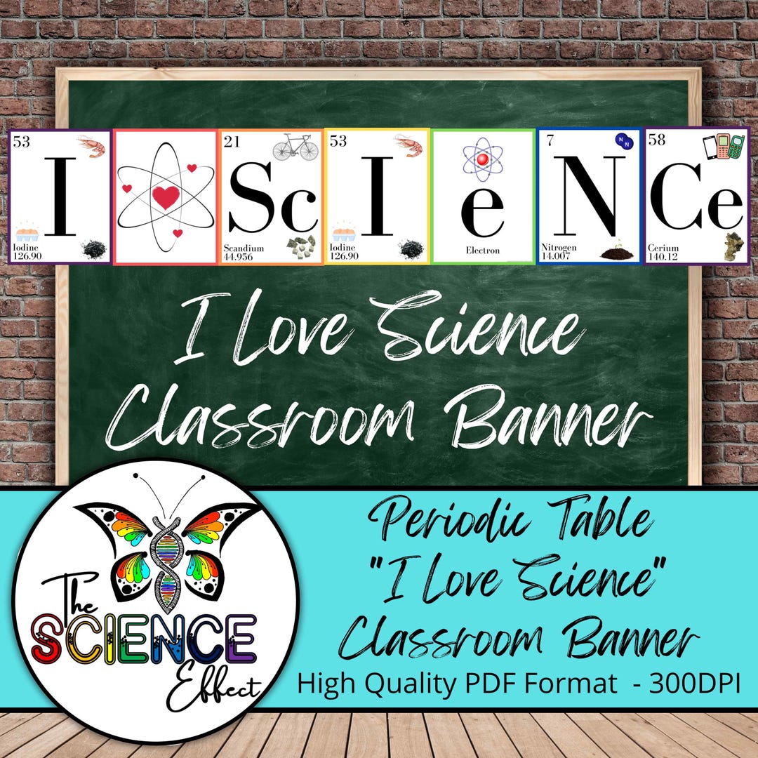 Periodic Table of Elements - I Love Science - Classroom Banner ...