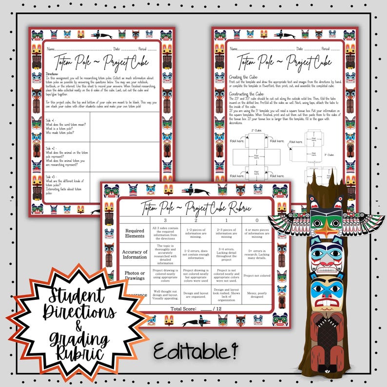 Native American Totem Pole Project Cube: 3D Science Craft (digital ...