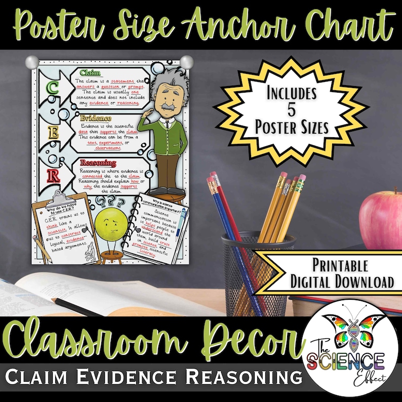 CER Claim Evidence Reasoning Poster | Science Writing Anchor Chart ...