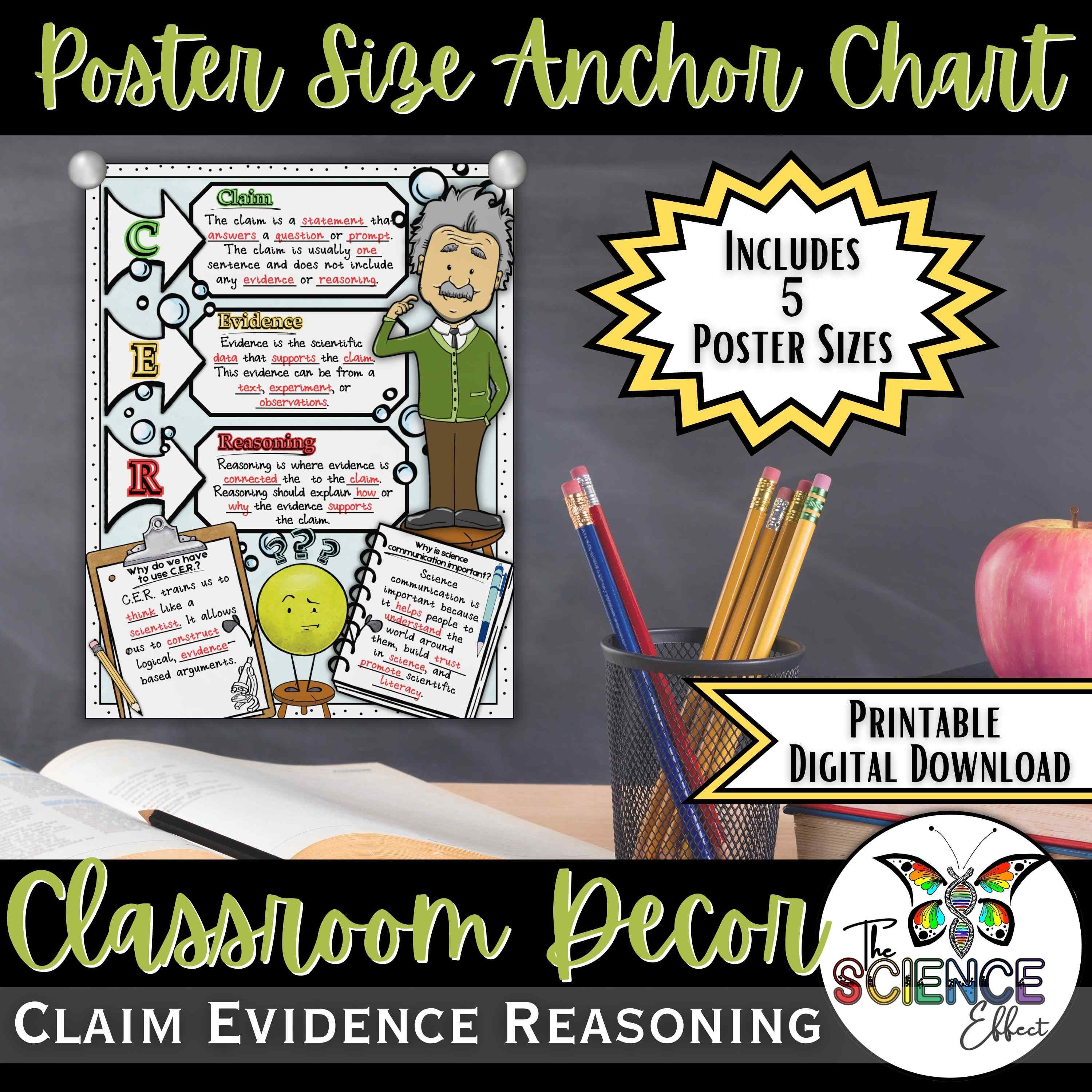 CER Claim Evidence Reasoning Poster | Science Writing Anchor Chart ...