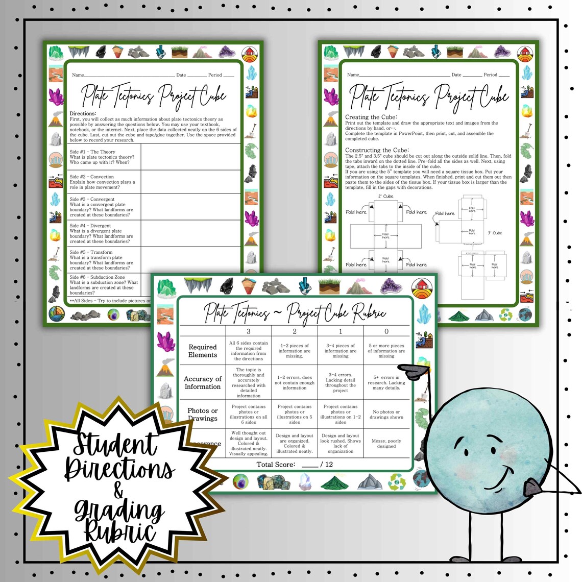 Plate Tectonics 3D Research Project Cube | Middle School Science ...