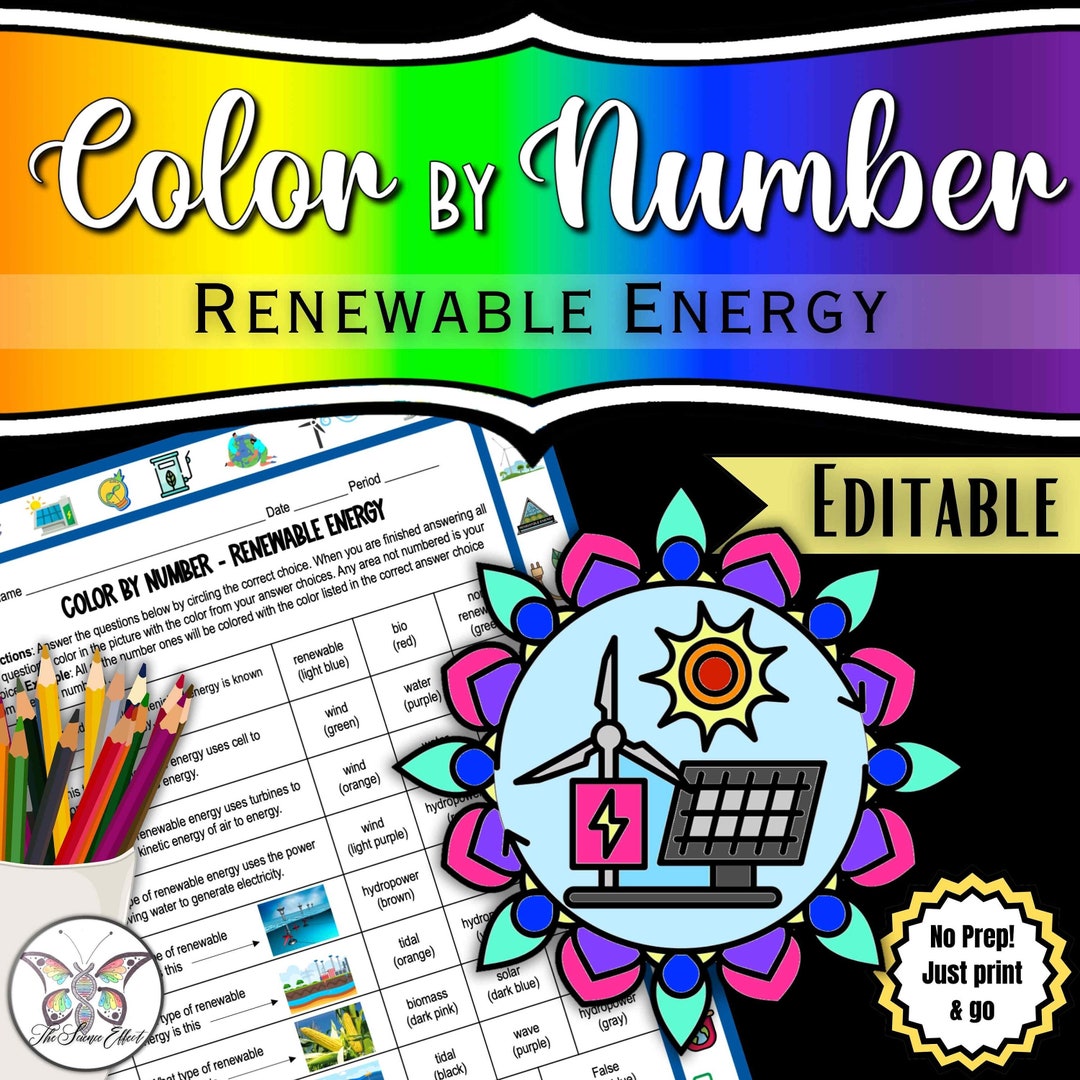 Renewable Energy Color by Number Science Color by Number Worksheet - Etsy