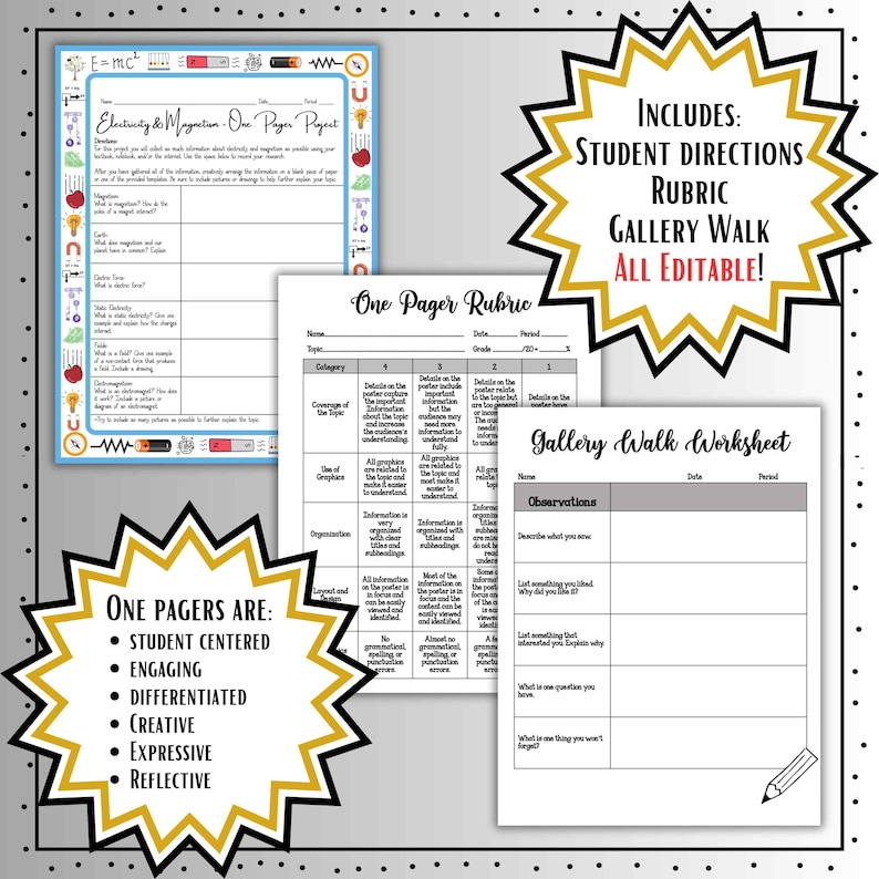 Electricity & Magnetism One Pager Project ~ Science One Pager Research ...