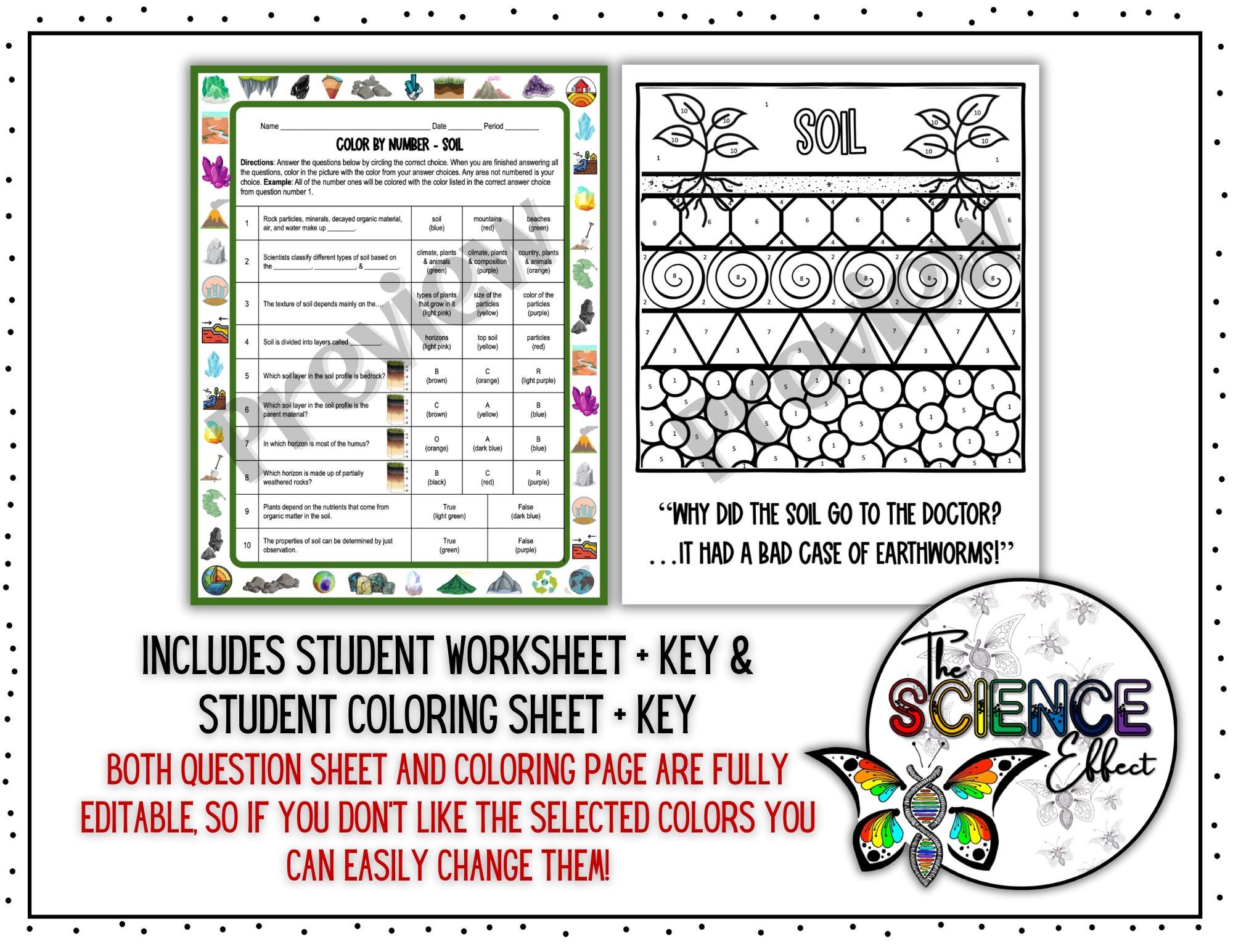 Soil Science Color by Number Worksheet: Geology Activity (PDF & PPT) - Etsy