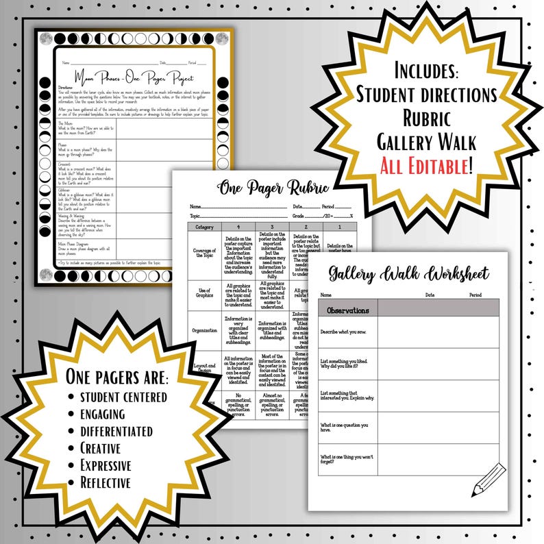 Moon Phases Lunar Cycle One Pager Project ~ Science One Pager Research ...