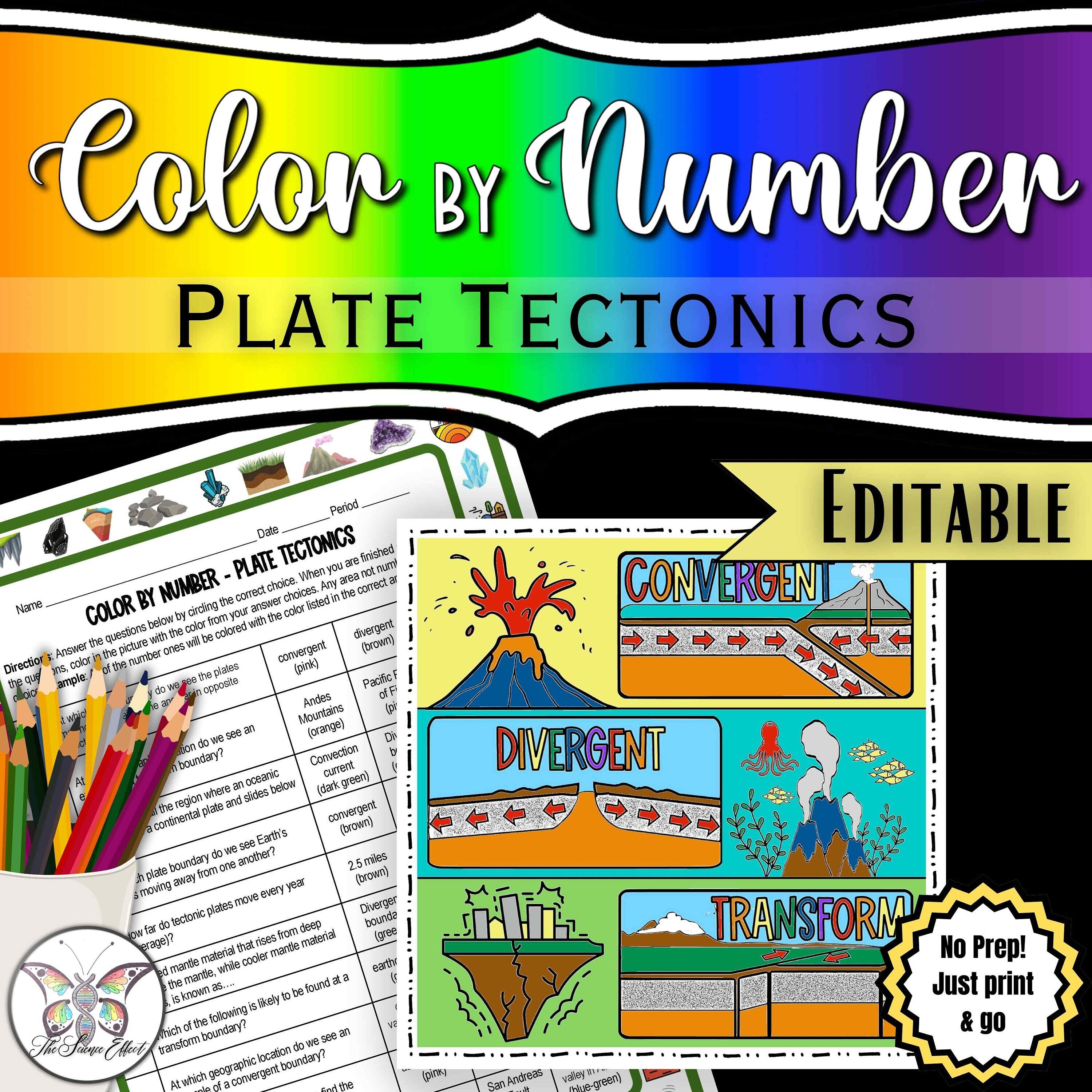 Plate Tectonics Color by Number Science Color by Number Worksheet - Etsy