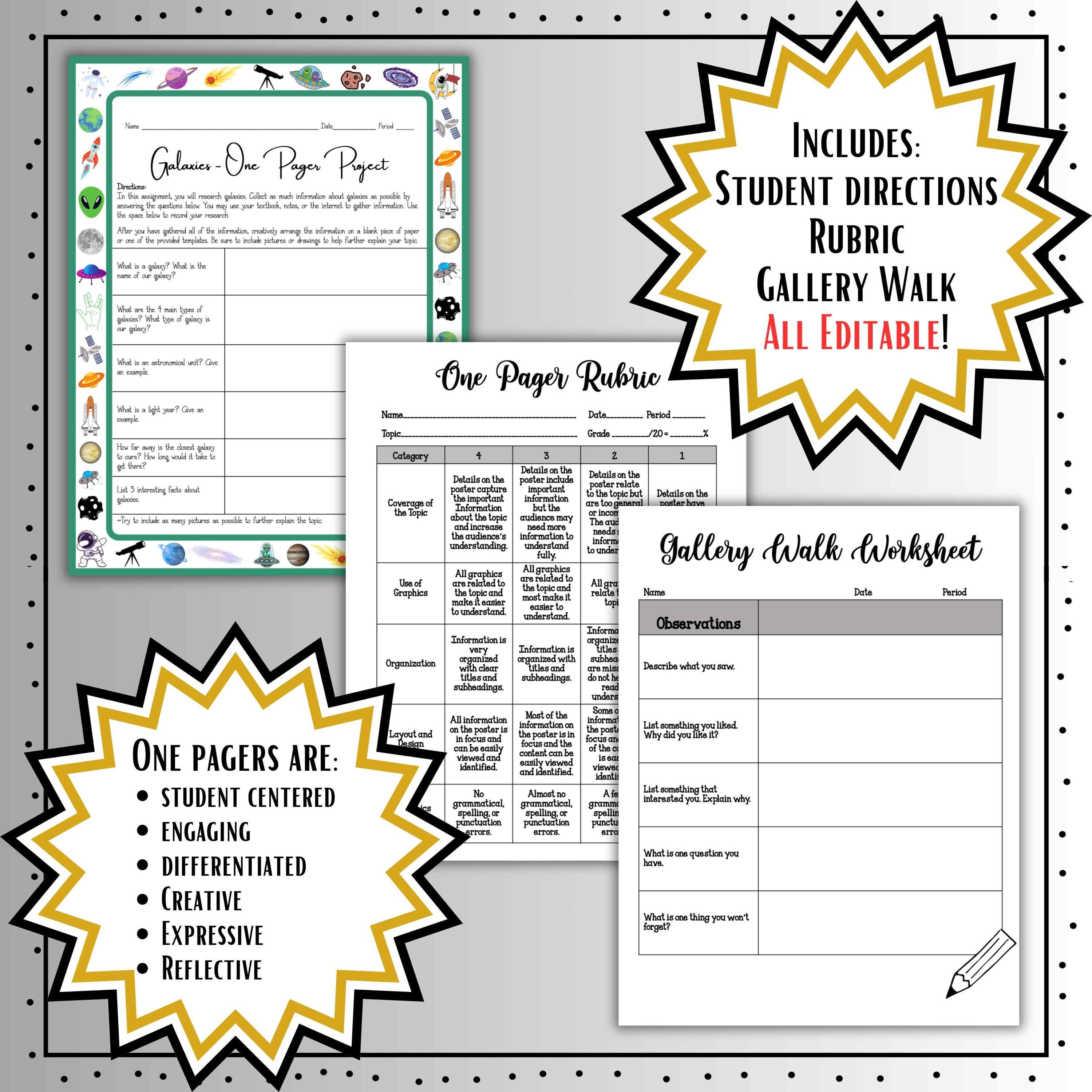 Galaxies One Pager Project ~ Science One Pager Research Project - Etsy