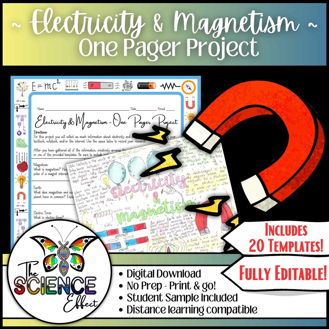 Electricity & Magnetism One Pager Project ~ Science One Pager Research ...