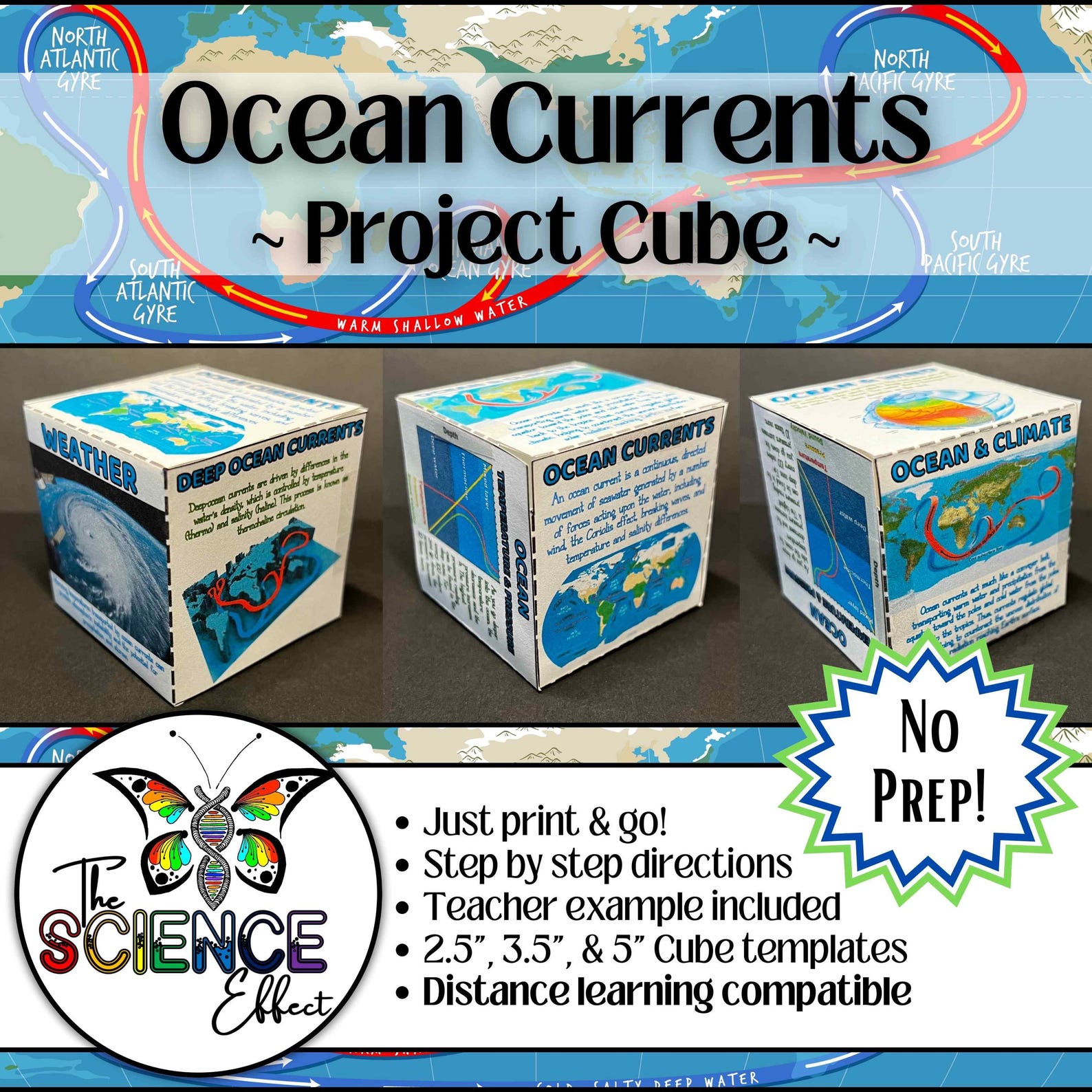 Ocean Currents 3D Research Project Cube | Middle School Science Project ...