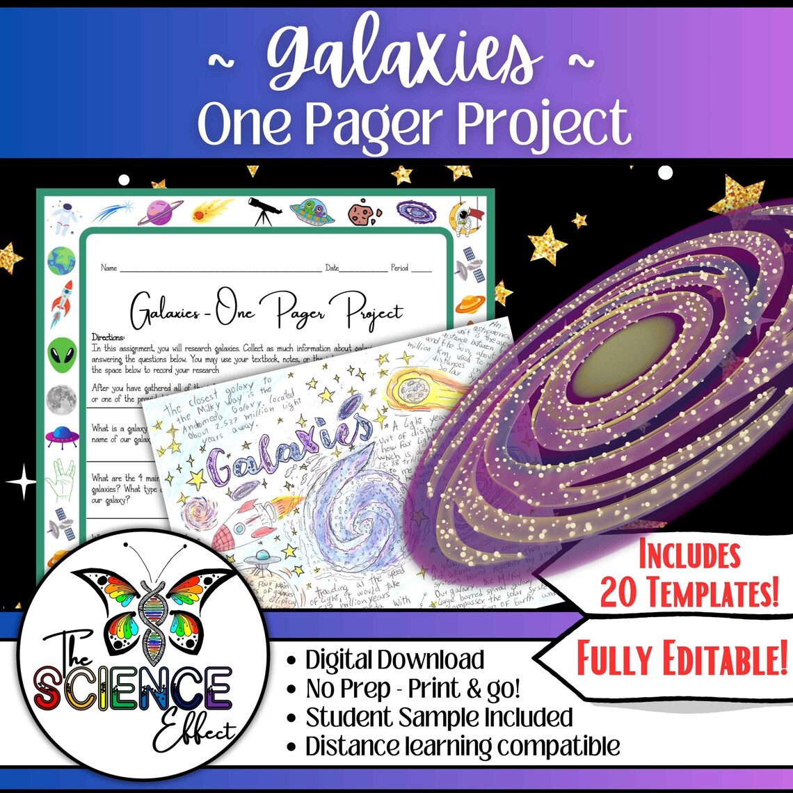 Galaxies One Pager Project ~ Science One Pager Research Project - Etsy