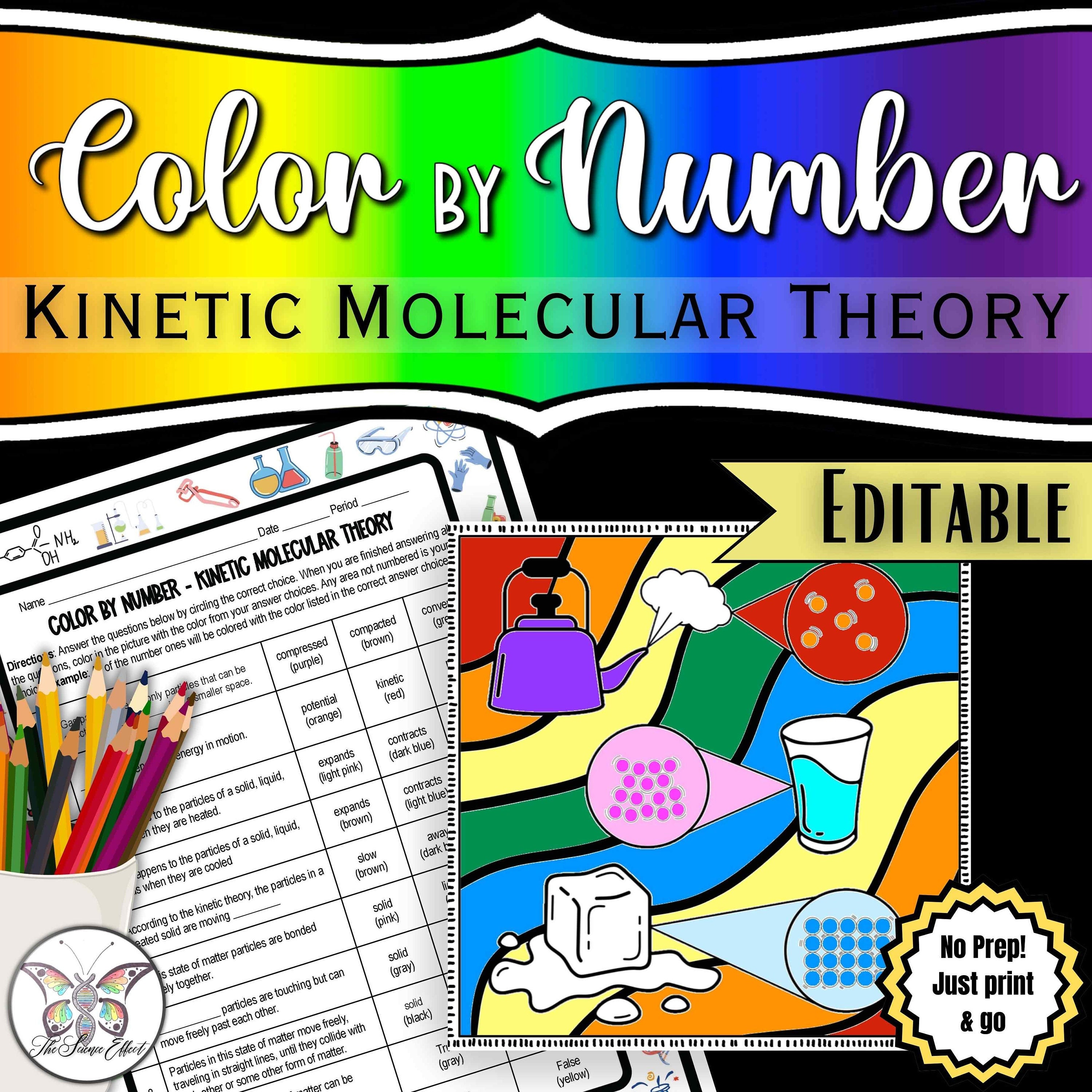 Kinetic Molecular Theory Color by Number States of Matter Color by ...