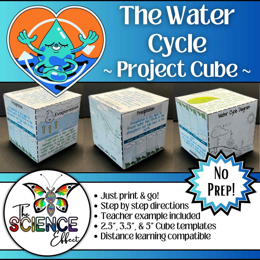 The Water Cycle 3D Research Project Cube | Middle School Science ...