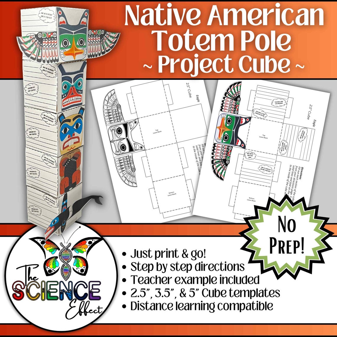 Native American Totem Pole Project Cube: 3D Science Craft (digital ...