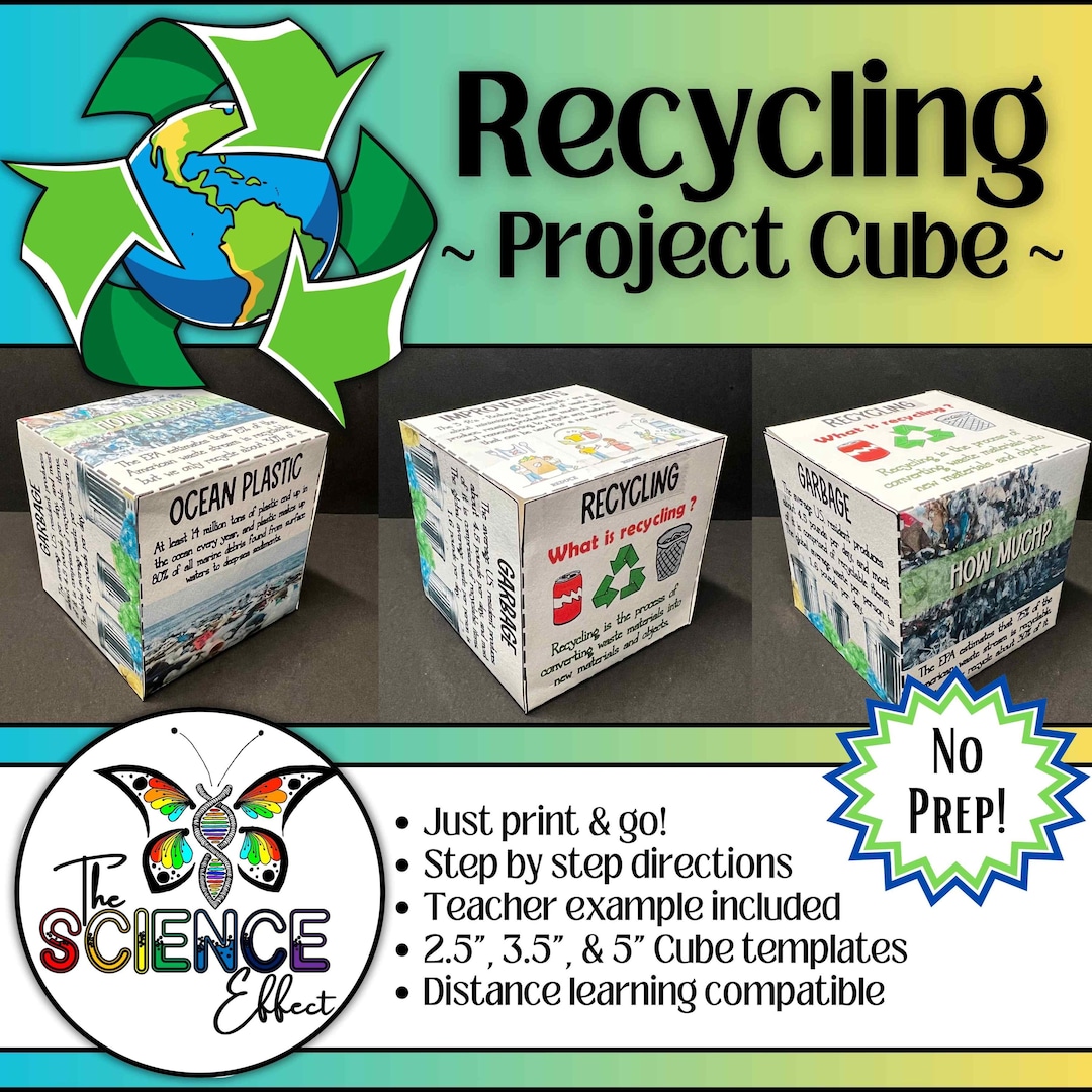 Recycling 3D Science Project Cube | Environmental Research Project ...
