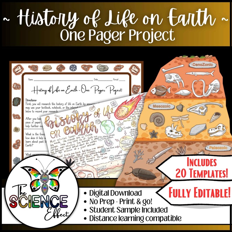 History of Life on Earth One Pager Project (PDF & PPT) - Etsy