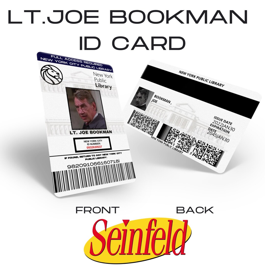 LT. Joe Bookman ID Card Seinfeld Library Cop - Etsy
