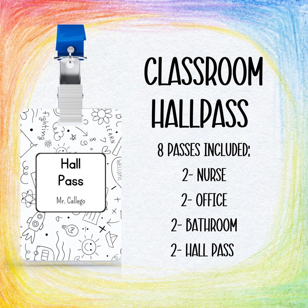 Teacher Hall Passes Classroom Hall Passes for Teachers - Etsy