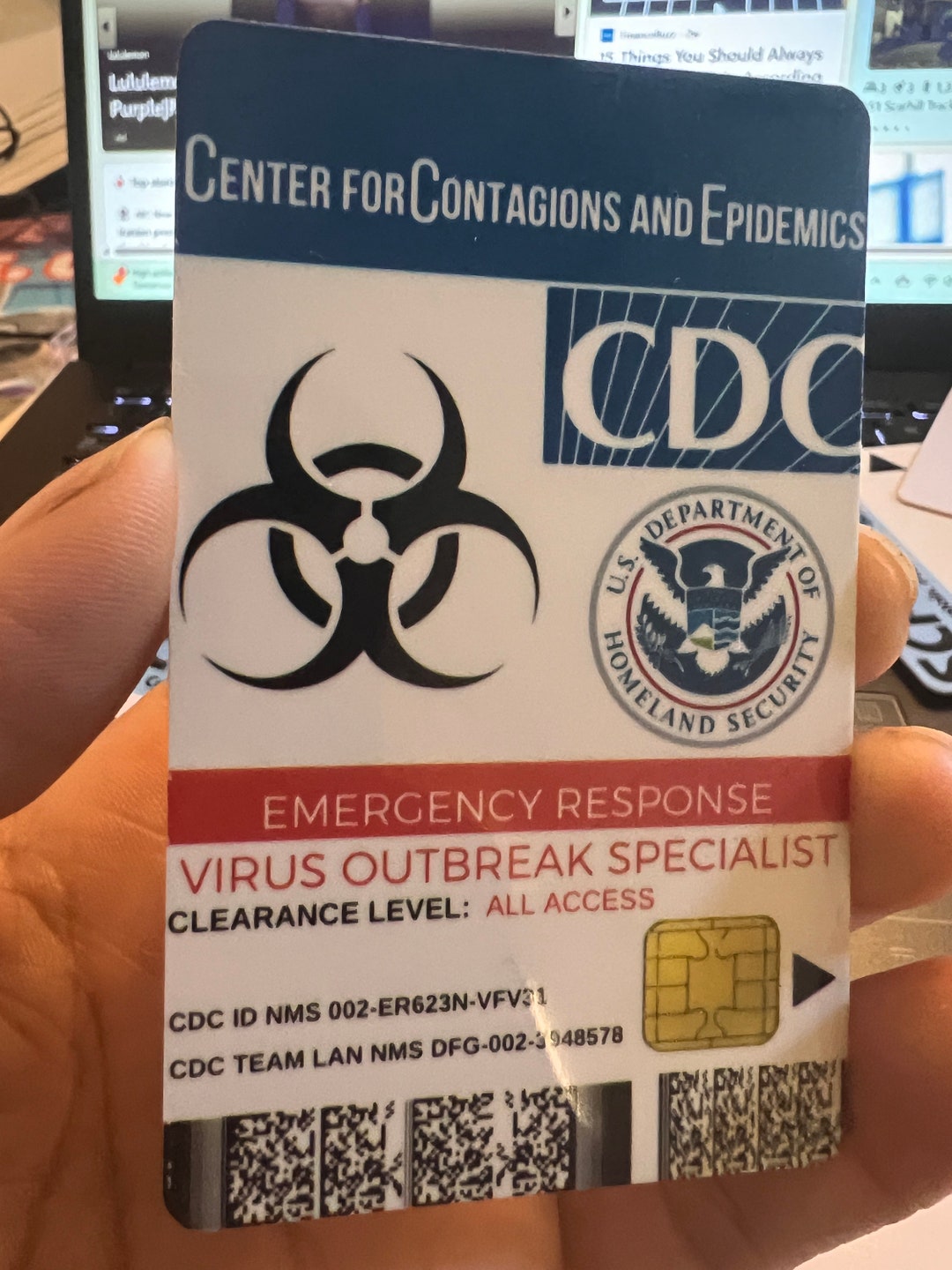 SCP FOUNDATION Card CDC Card Virus Outbreak Cosplay Card Costume Prop ...