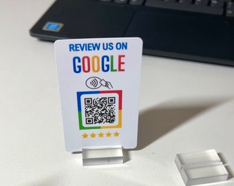 Custom Google NFC & QR Code Tap Card Tap or Scan Pre Programmed With Your Google Review Page ...