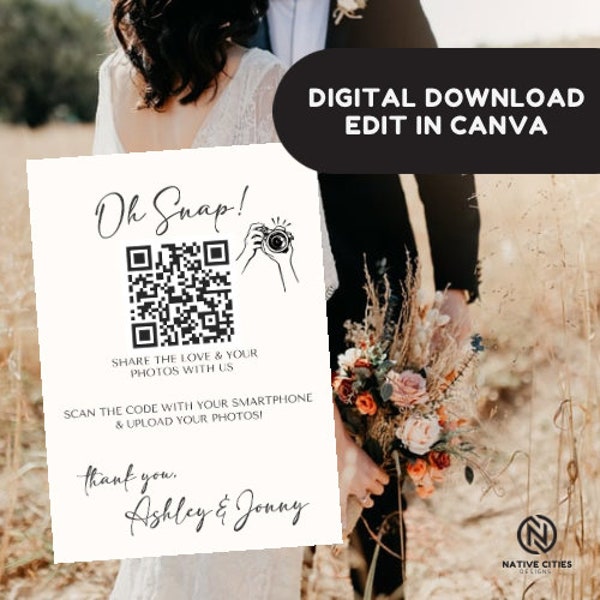 Oh Snap Wedding Sign Qr Code - Etsy