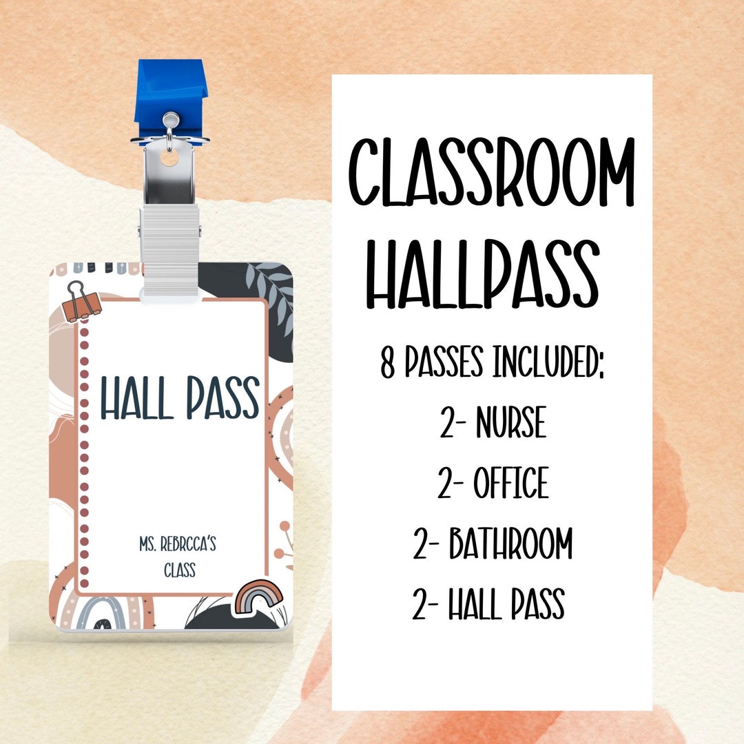 Teacher Hall Passes Classroom Hall Passes For Teachers Etsy